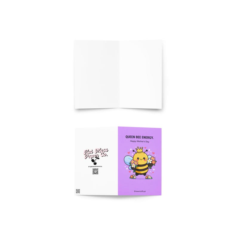 Mother’s Day Card: Queen Bee Energy Mom, Floral Bee, Empowering ...