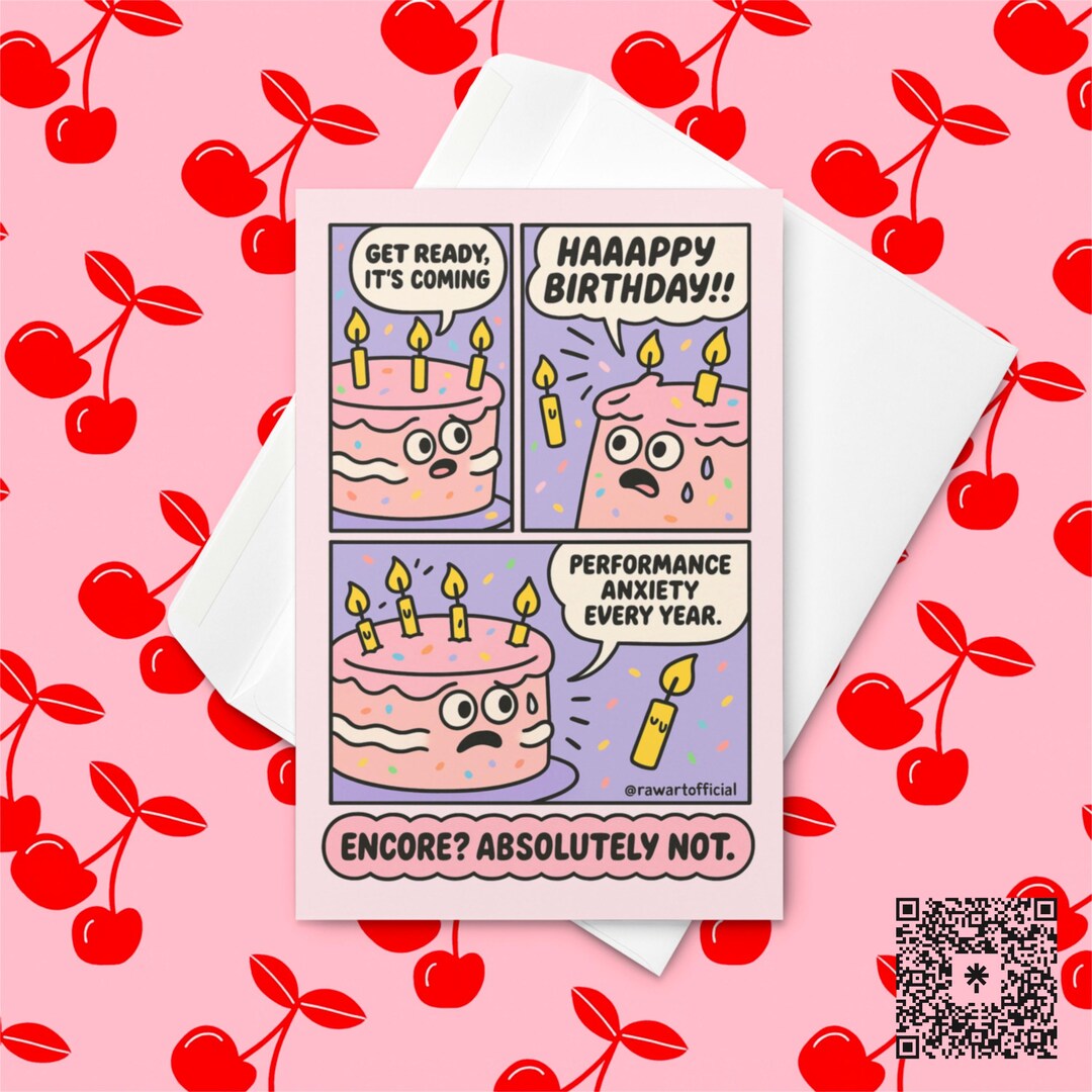 Birthday Encore Card: Funny Comic Cake Birthday Greeting for Anxious ...
