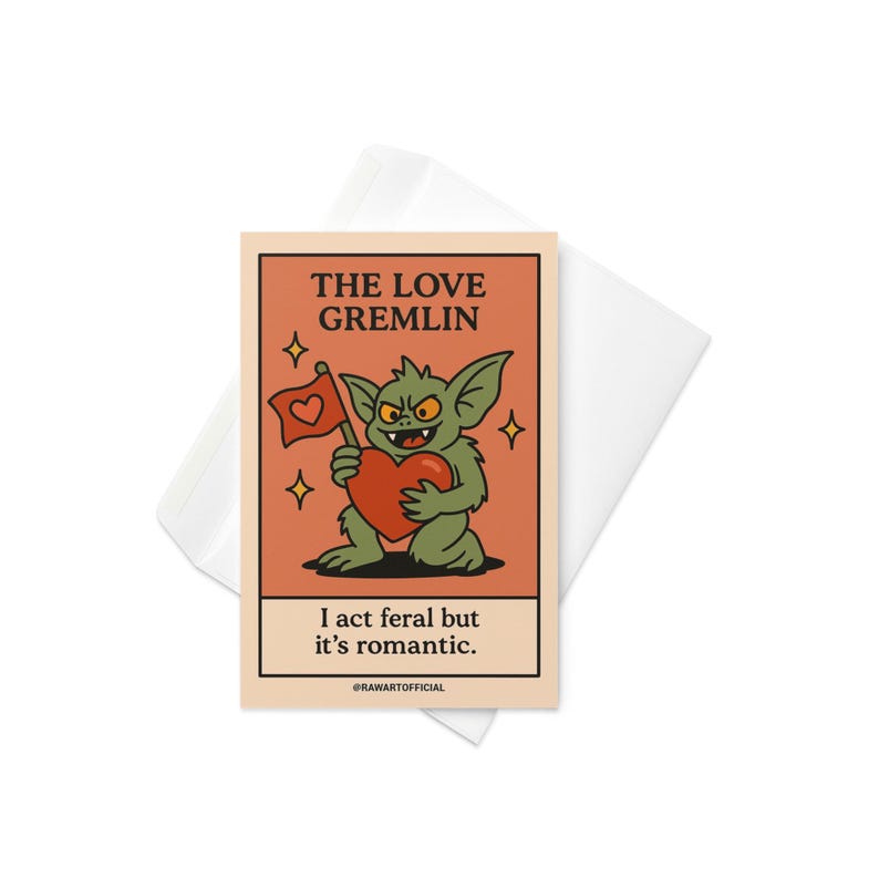 Funny Love Gremlin Valentine Card • Feral Romance - Etsy