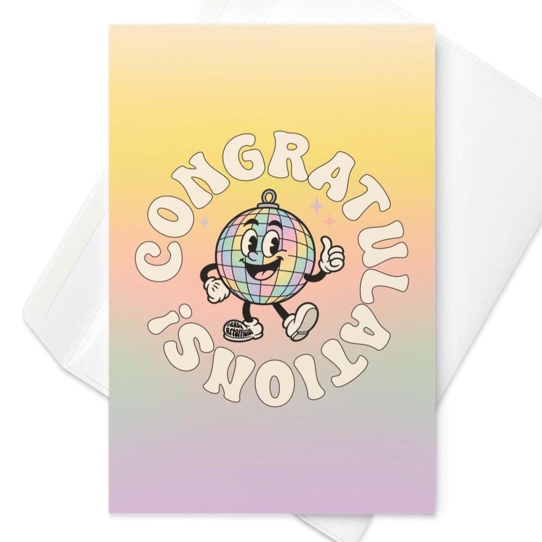 Congratulations Disco Greeting Card – Funky Retro-inspired Card to ...