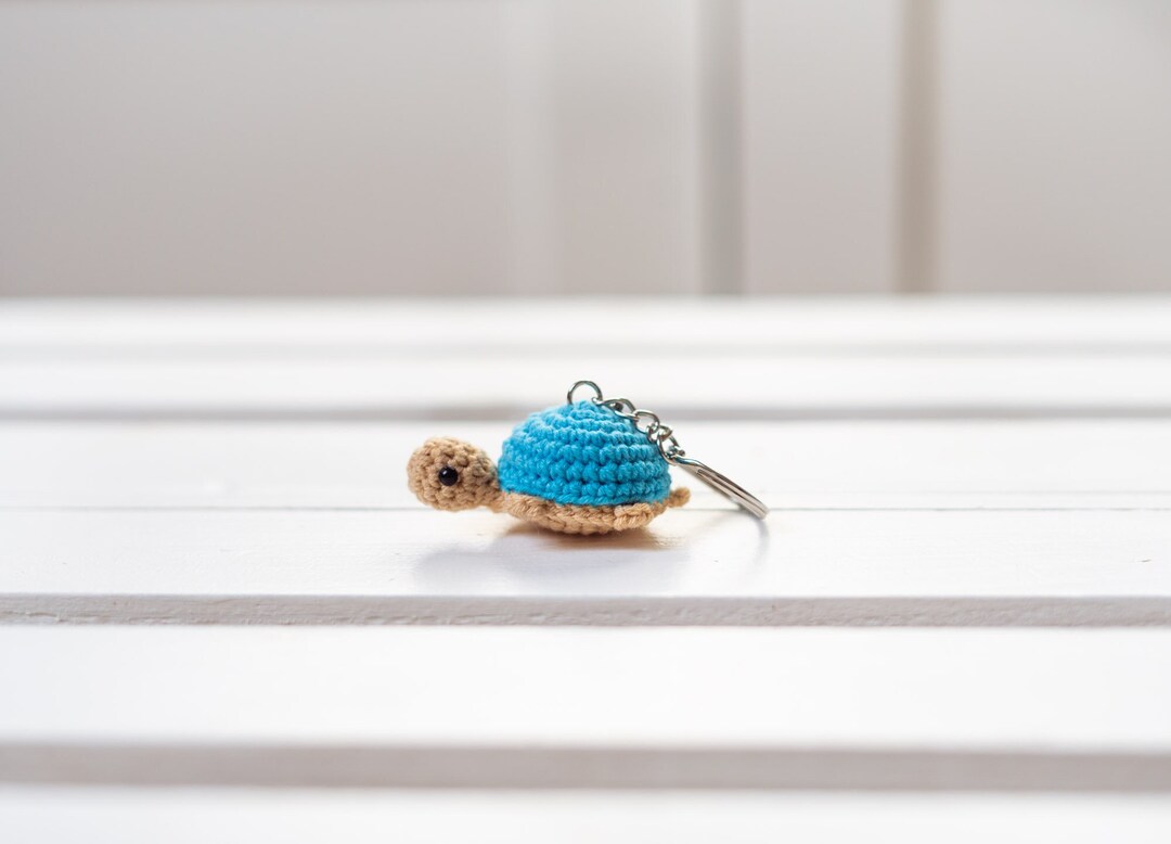 Turtle Keychain, Baby Turtle, Crochet Keychain, Blue Turtle, Green ...