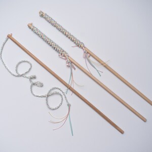 String & Suede Cat Wand With Wooded Pole. Cat Fishing Pole With Mint ...