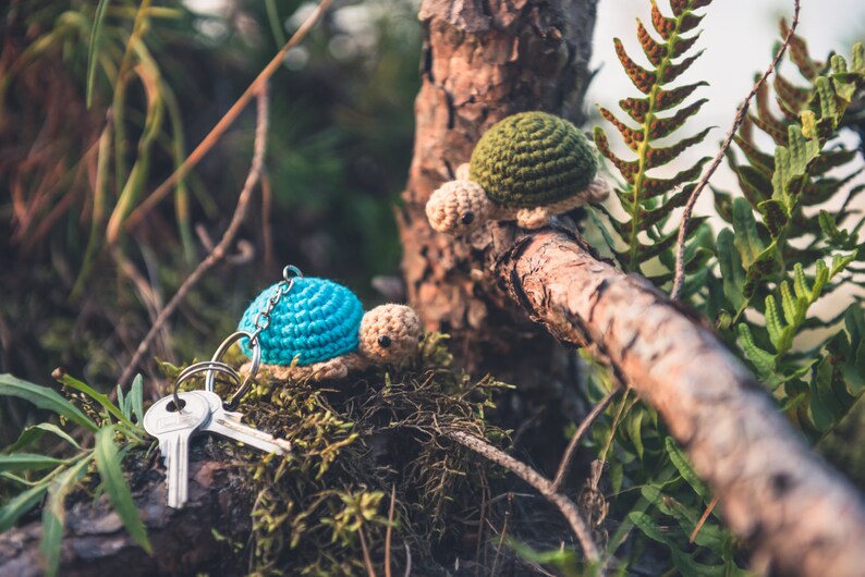 Turtle Keychain Baby Turtle Crochet Keychain Blue Turtle | Etsy