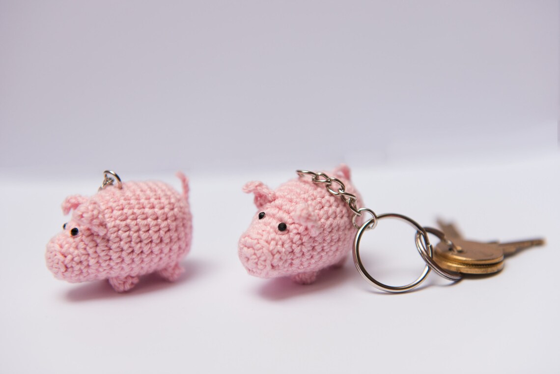 Pig crochet keychain amigurumi pig crochet pig keychain bag | Etsy