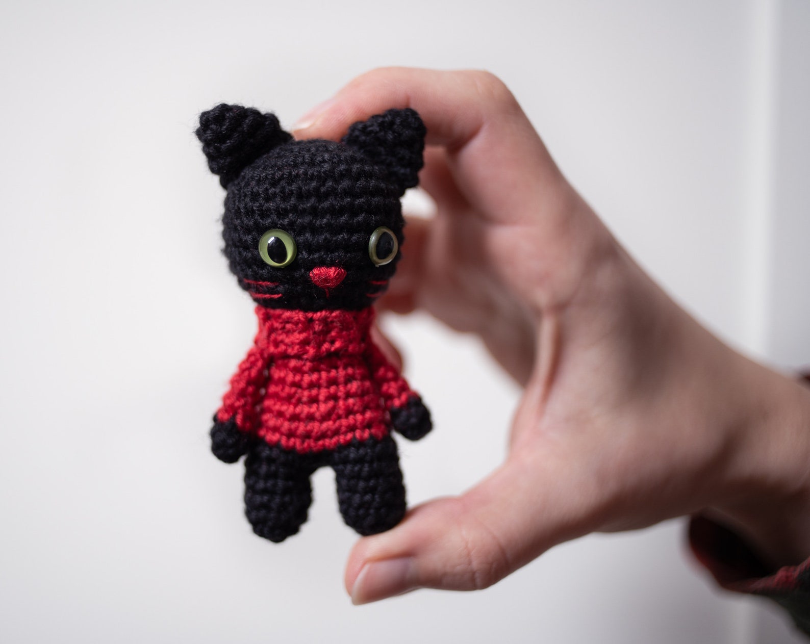 Cat crochet Keychain amigurumi Cat black cat keychain bag | Etsy