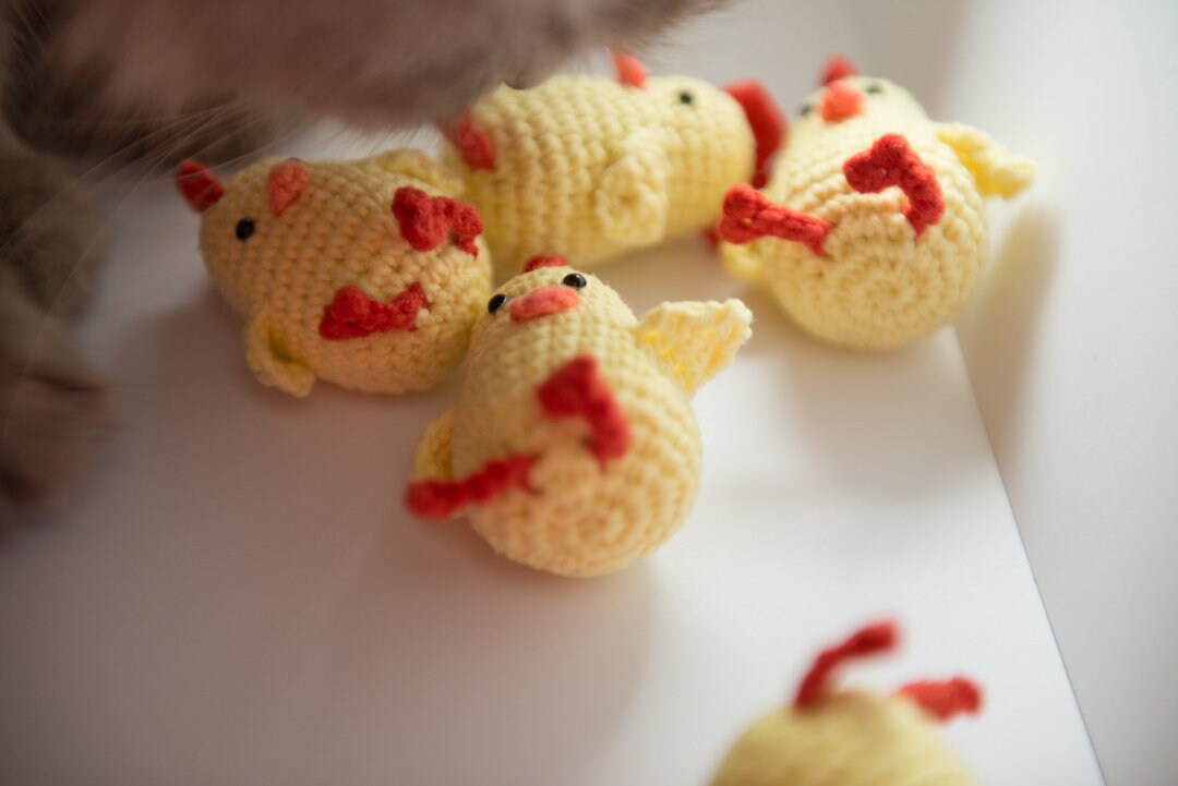 Chicken Cat Toys With Catnip, Filled With Valerian. Small Yellow Chick ...