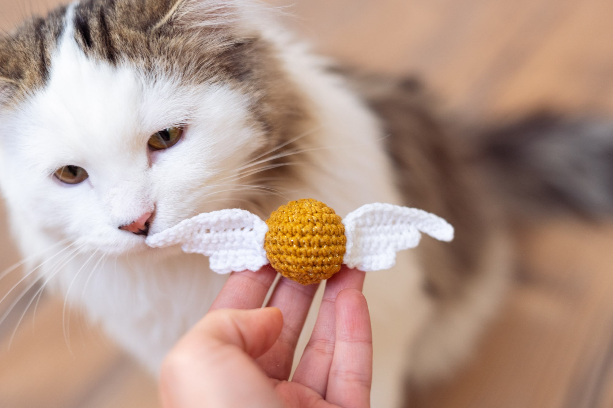 HP Catnip Cat Toy With Wings. Golden Magical Toy With Rattle. - Etsy