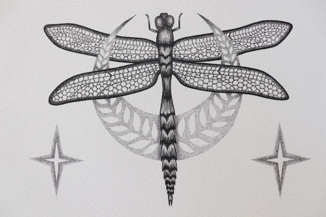 A5 ORIGINAL Artwork luna Dragonfly Tattoo Design Art - Etsy