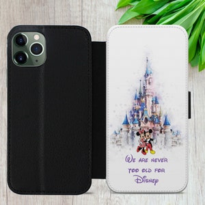 Mickey Minnie Mouse Disney Castle Quote Flip Wallet Phone Case Cover ...