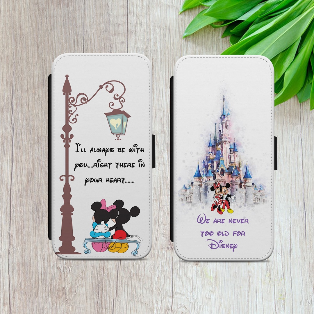Mickey Minnie Mouse Disney Castle Quote Flip Wallet Phone Case Cover ...