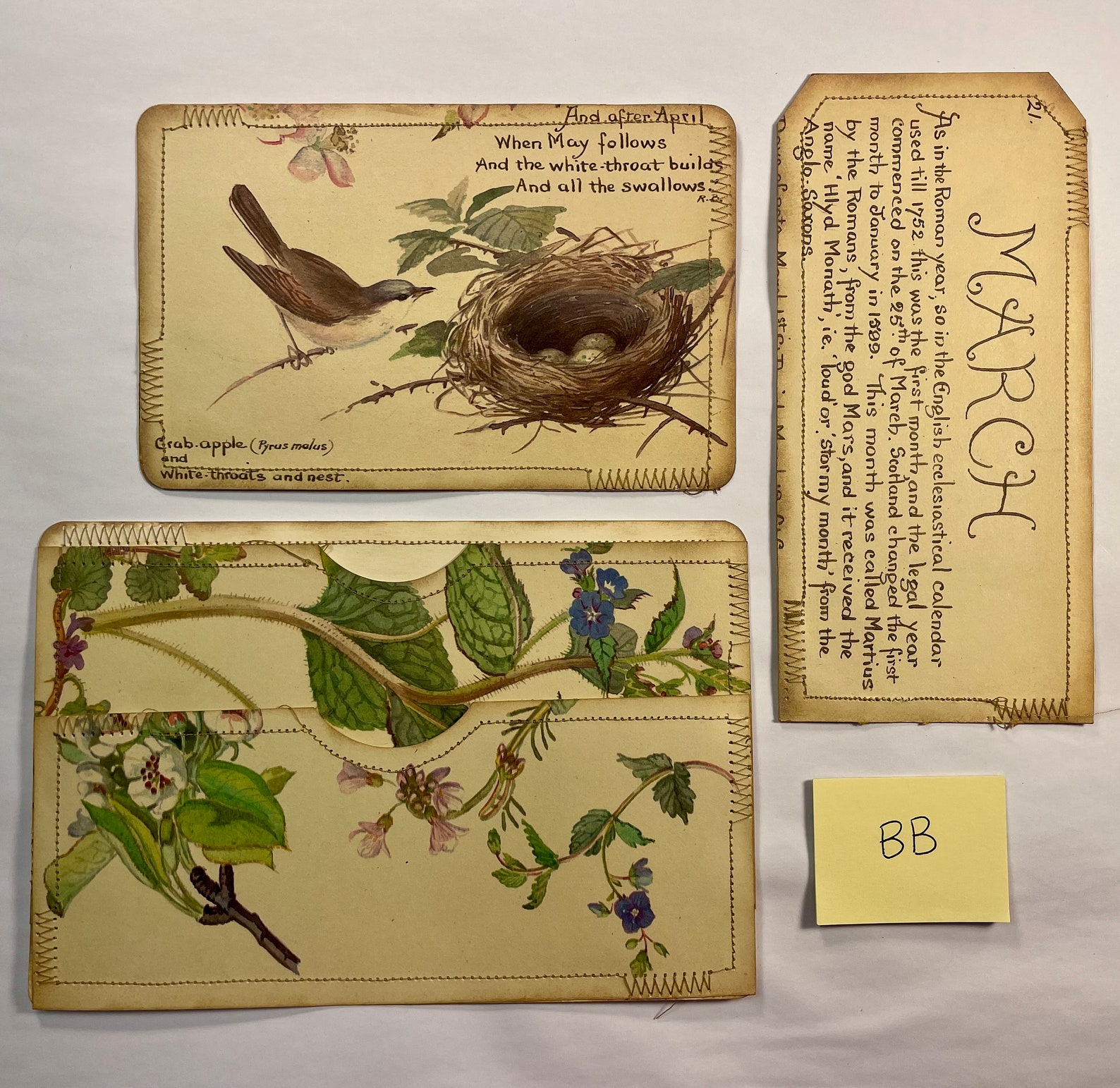 Edith Holden Ephemera, Edith Holden Tags, Edith Holden Pockets, Spring ...