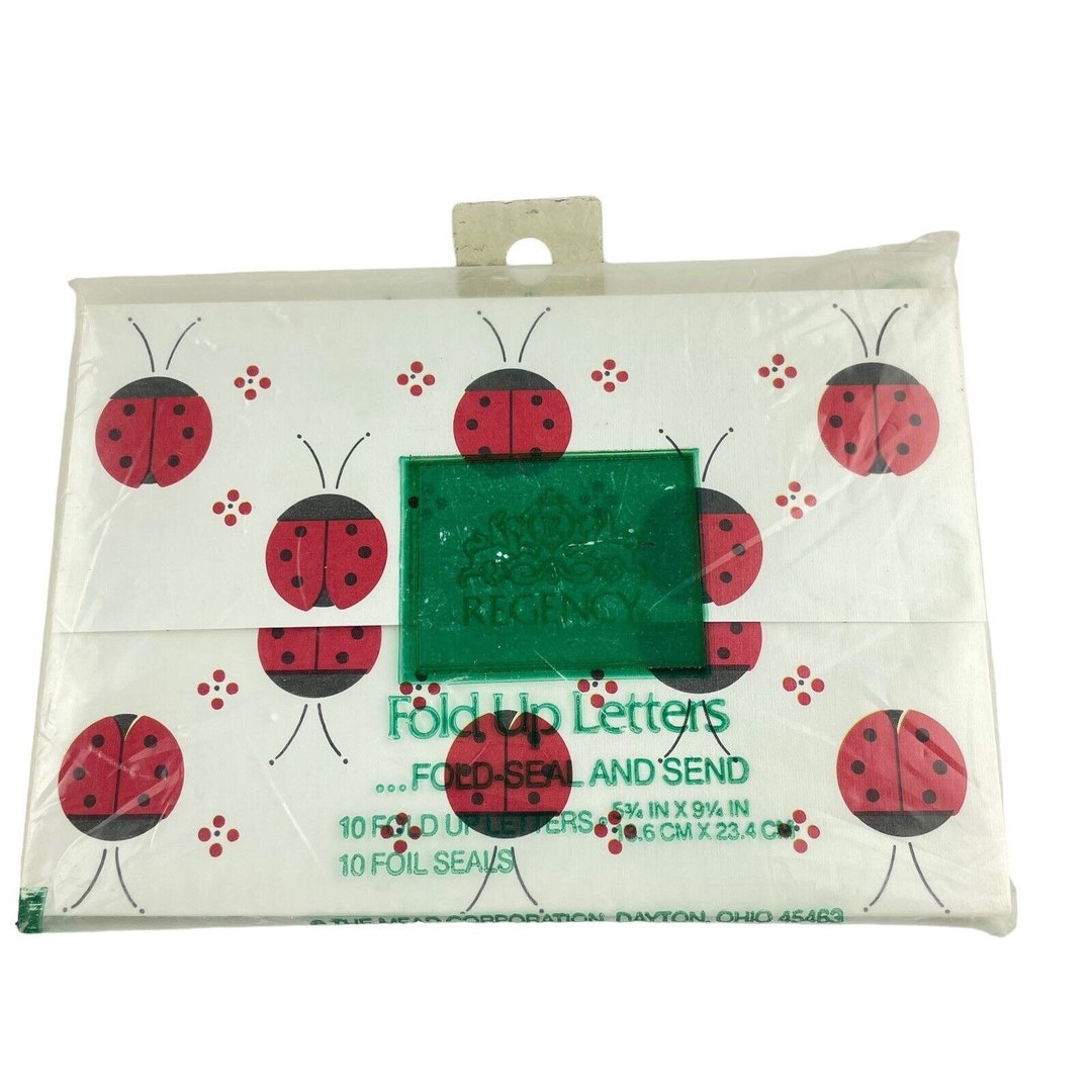 Regency Ladybug Stationery Fold up Letters and Foil Seals Set of 10 ...