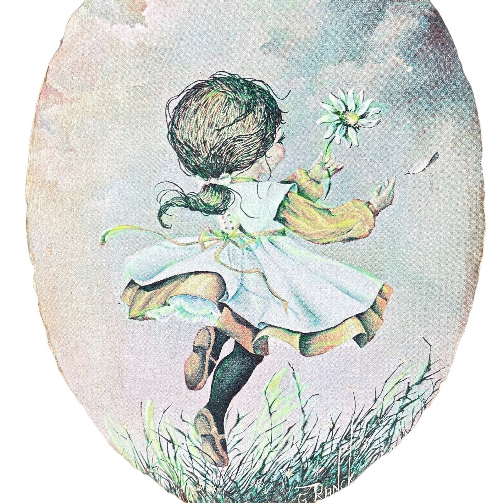 G. Ranck Framed Art Print Set of 2 Girl Bouquet Throwing Petals Painted ...