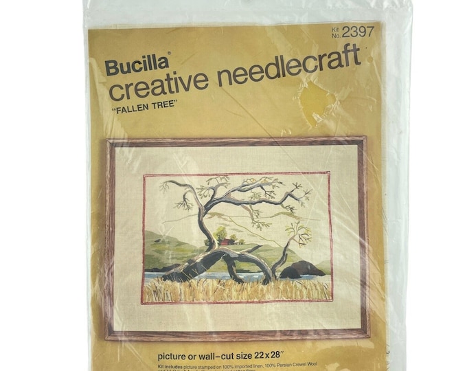 Bucilla Creative Needlecraft Kit Fallen Tree Picture Stamped on Linen ...