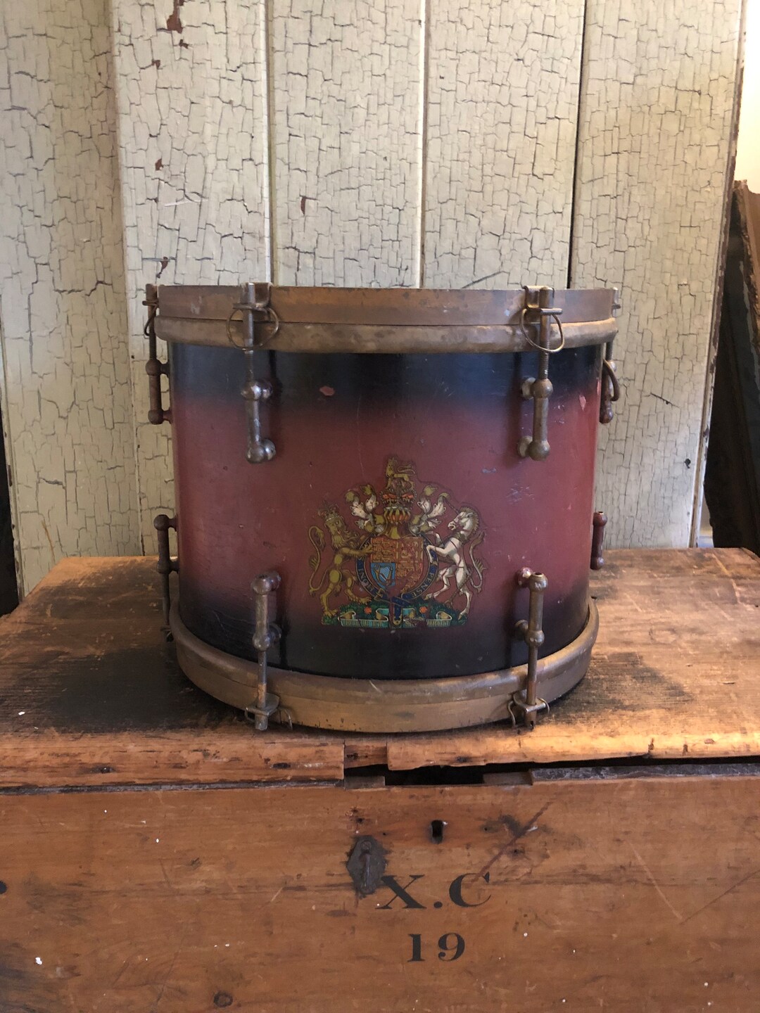 Vintage Decorative Military Snare Drum With Royal Crest - Etsy