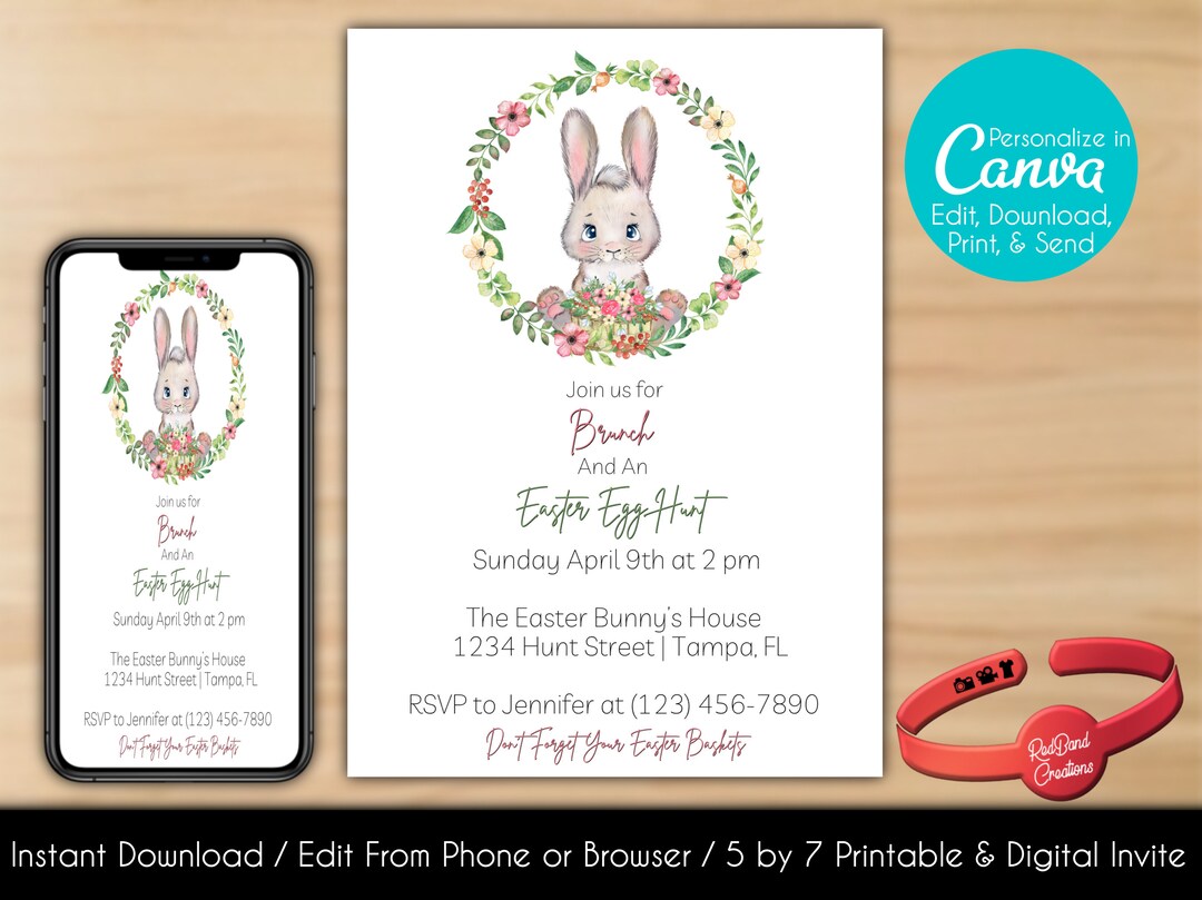 Editable Easter Party Invitation Easter Egg Hunt Invite Easter Brunch ...