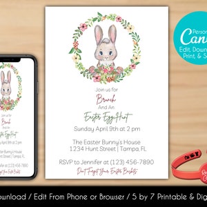 Editable Easter Party Invitation Easter Egg Hunt Invite Easter Brunch ...