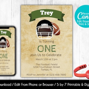 Editable First Down Birthday Invitation First Birthday - Etsy