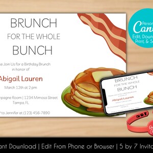 Editable Birthday Brunch Invitation Brunch Invitation Brunch and Bubbly ...