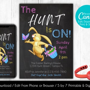 Editable Easter Party Invitation Easter Egg Hunt Invite Easter Brunch ...