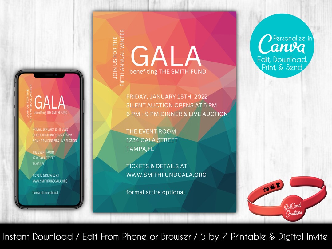 Editable Geometric Gala Invitation Corporate Invitation Banquet ...