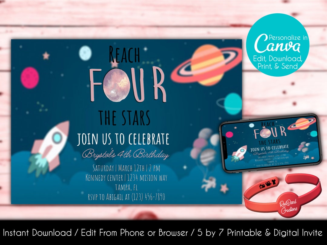 Editable Astronaut Birthday Invitation Space Birthday - Etsy