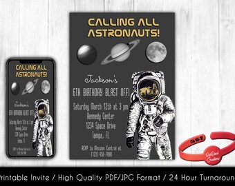 Nasa Birthday Invitation - Etsy
