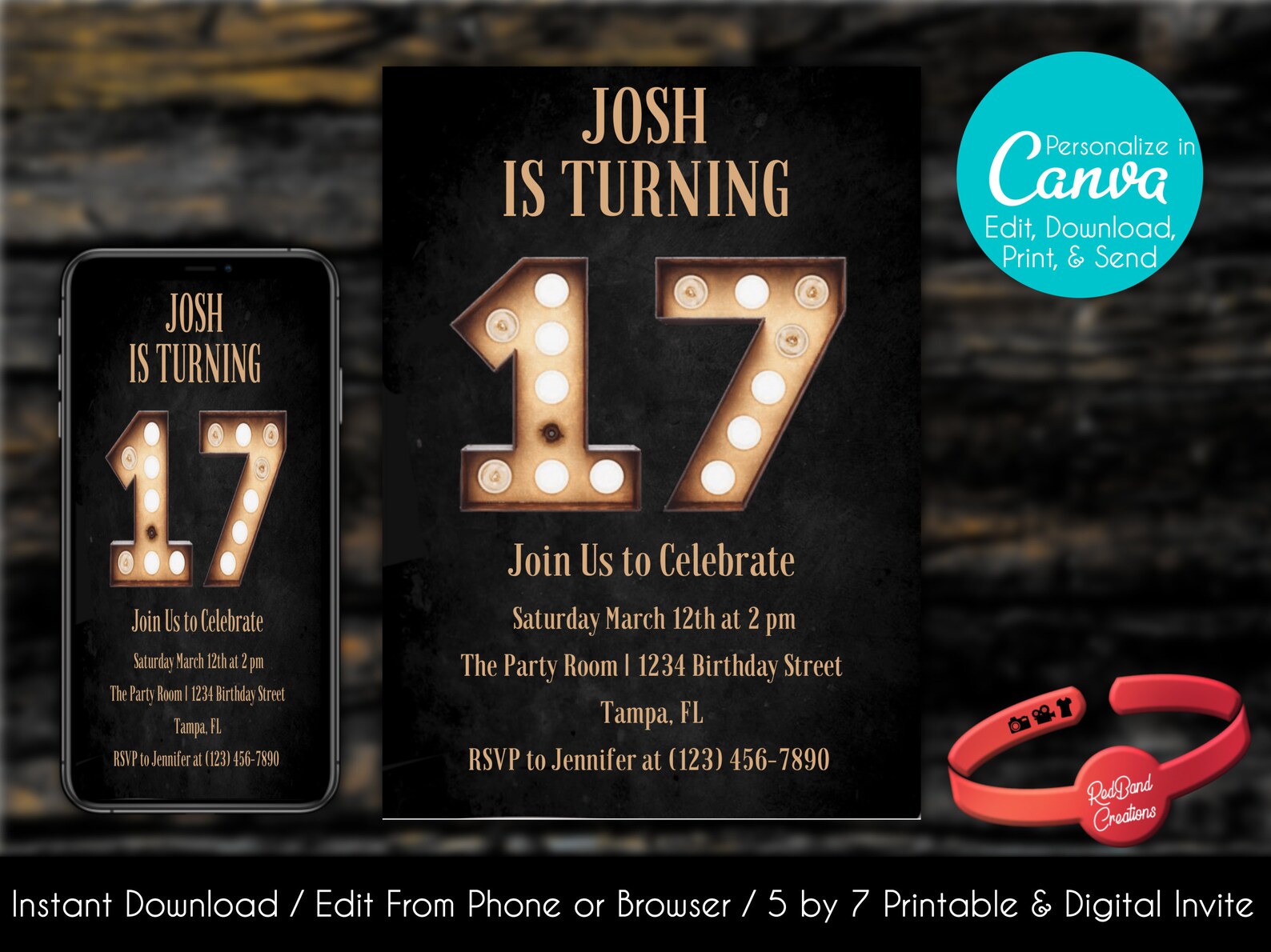 Editable 17th Birthday Invitation Simple Invitation - Etsy