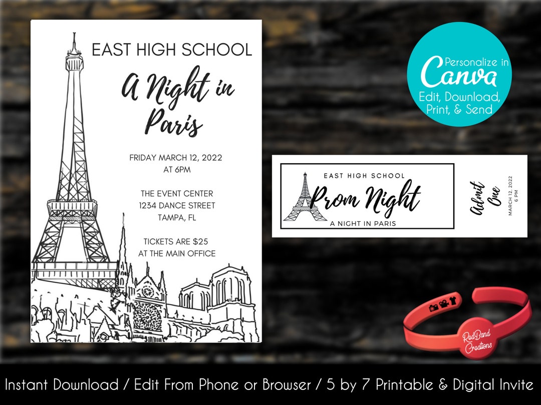 Editable Prom Invitation Formal Invitation Homecoming Prom Tickets ...