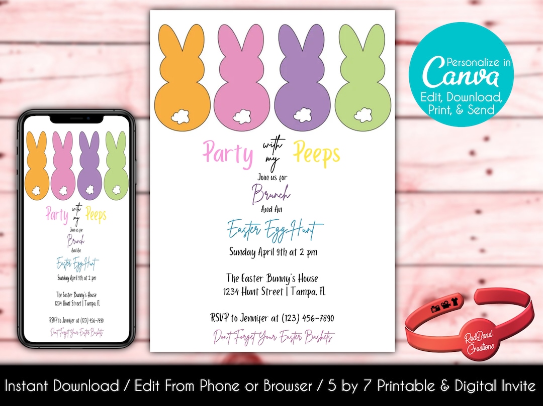 Editable Easter Party Invitation Easter Egg Hunt Invite Easter Brunch ...