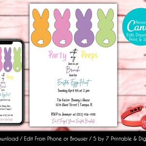 Editable Easter Party Invitation Easter Egg Hunt Invite Easter Brunch ...