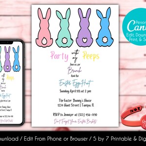 Editable Easter Party Invitation Easter Egg Hunt Invite Easter Brunch ...