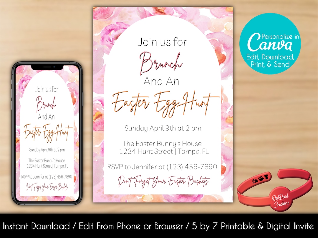 Editable Easter Party Invitation Easter Egg Hunt Invite Easter Brunch ...