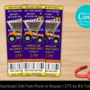 Editable Monster Truck Birthday Invitation Monster Truck Birthday ...