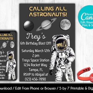 Astronaut Birthday Invitation, Space Birthday Invitation, Nasa Birthday ...