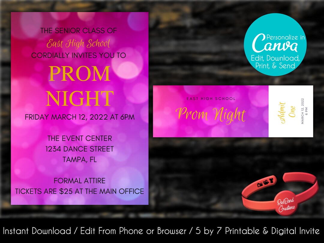 Editable Prom Invitation Formal Invitation Homecoming - Etsy