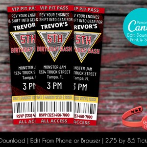 Editable Monster Truck Birthday Invitation Monster Truck Birthday ...