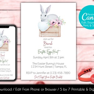 Editable Easter Party Invitation Easter Egg Hunt Invite Easter Brunch ...