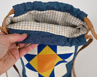 Handmade Linen & Cotton Patchwork Project Bag sunflower and French Lavender Sachet - Etsy