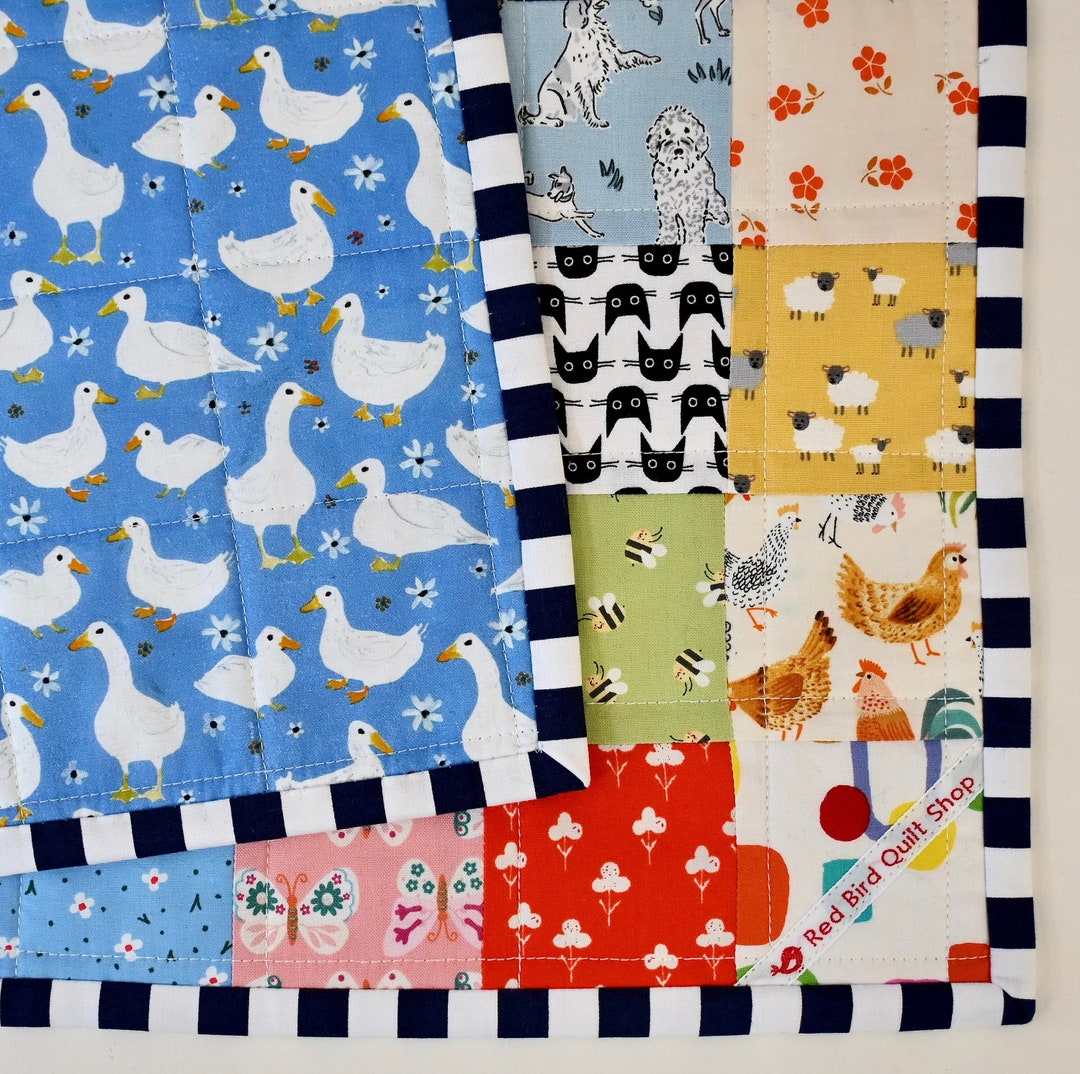 Handmade Patchwork Quilt for Baby, Toddler, Kid ducks on Blue - Etsy