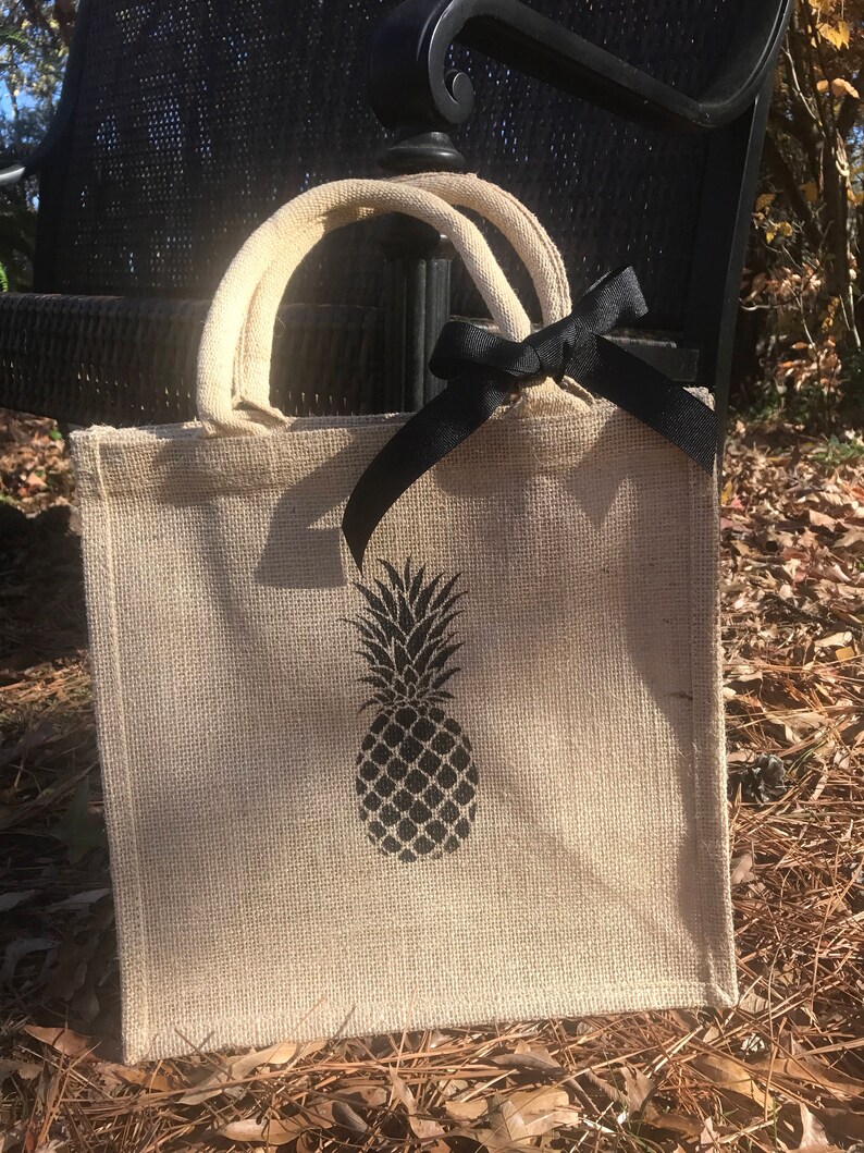 Small Black Pineapple Burlap Market Tote - Etsy
