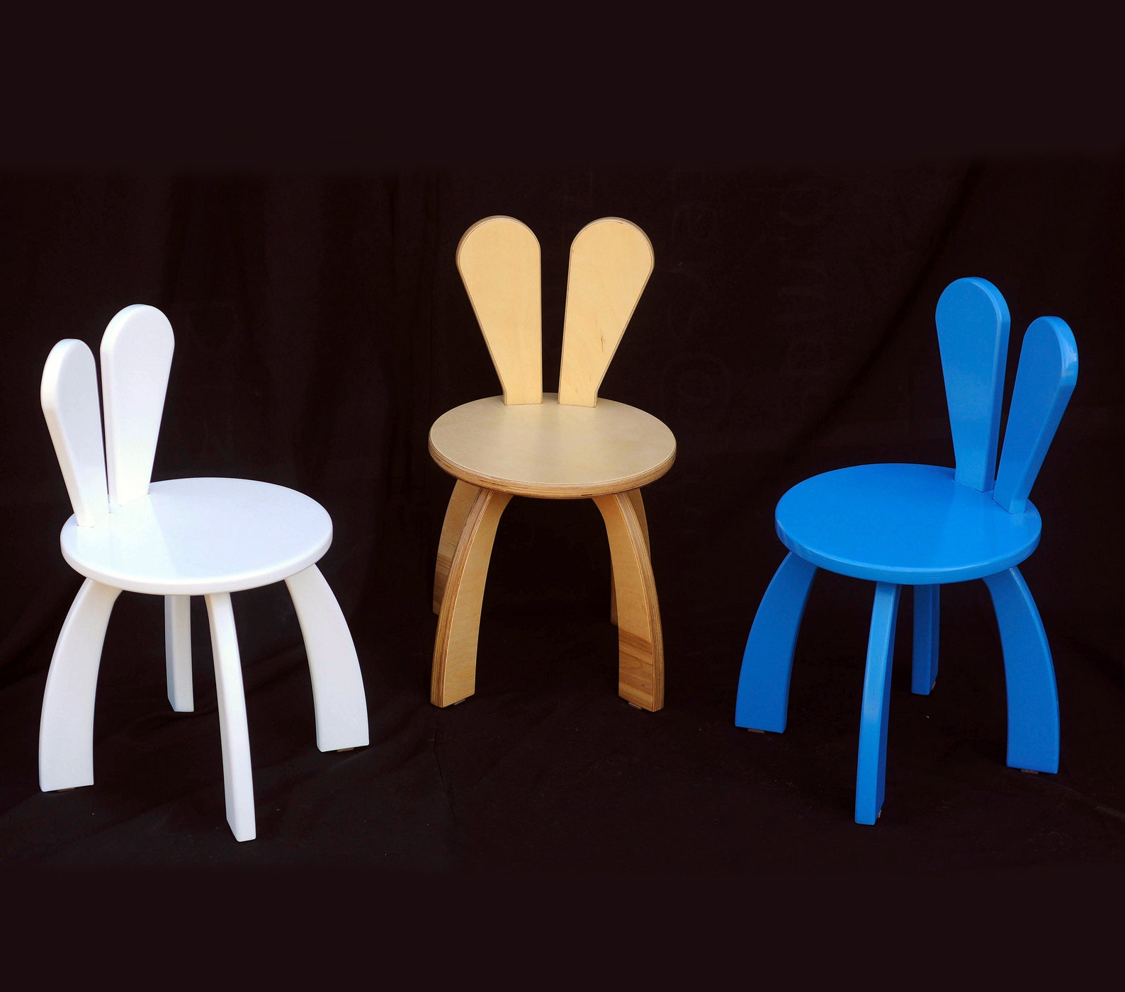 Baby Stool, Kids Chair, High Chair, Wood Stool,bunny Chair, Plywood ...