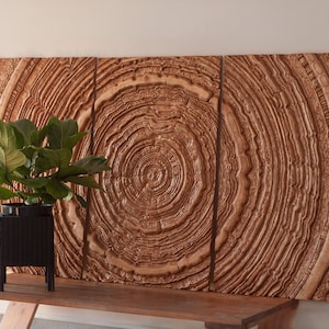 Wood Trunk Triptych Wall Art, Natural Birch Veneer Sculpture, Modern ...