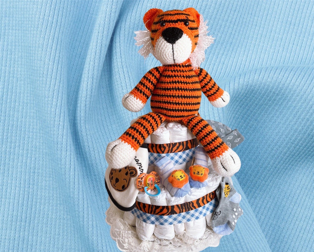 Tiger Diaper Cake, Tiger Themed, Safari Themed, Safari Diaper Cake ...