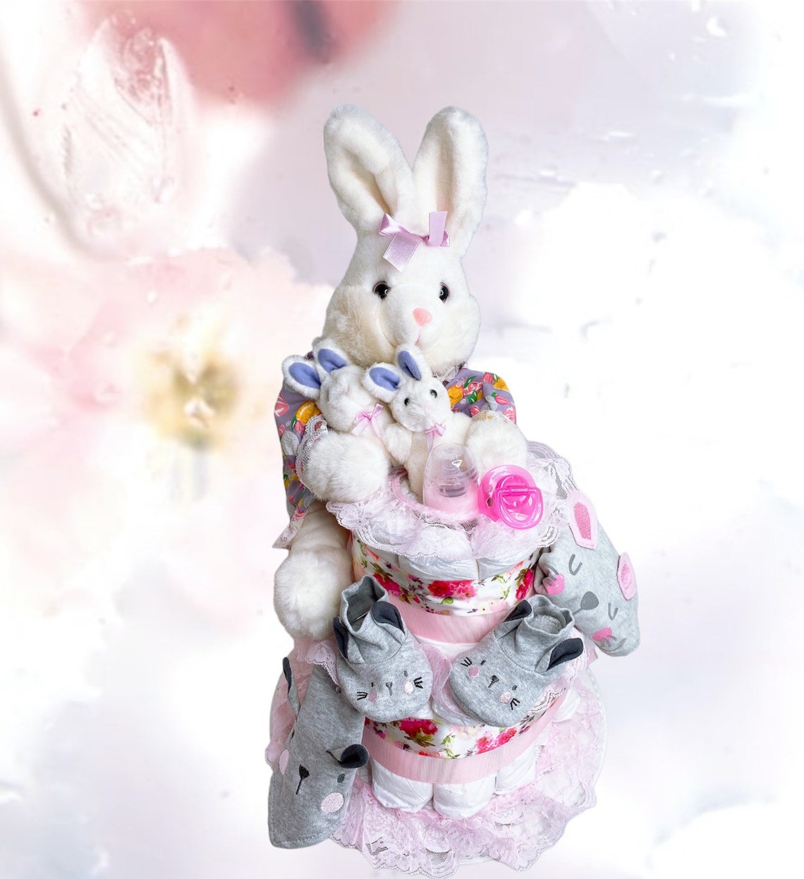 Bunny Diaper Cake Easter Diaper Cake Bunny Girl Diaper Cake - Etsy