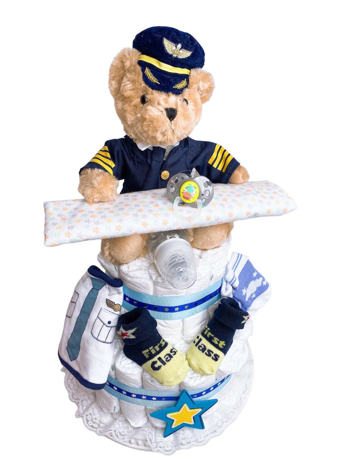 Aviator Pilot Teddy Bear Diaper Cake Teddy Bear Baby Shower - Etsy