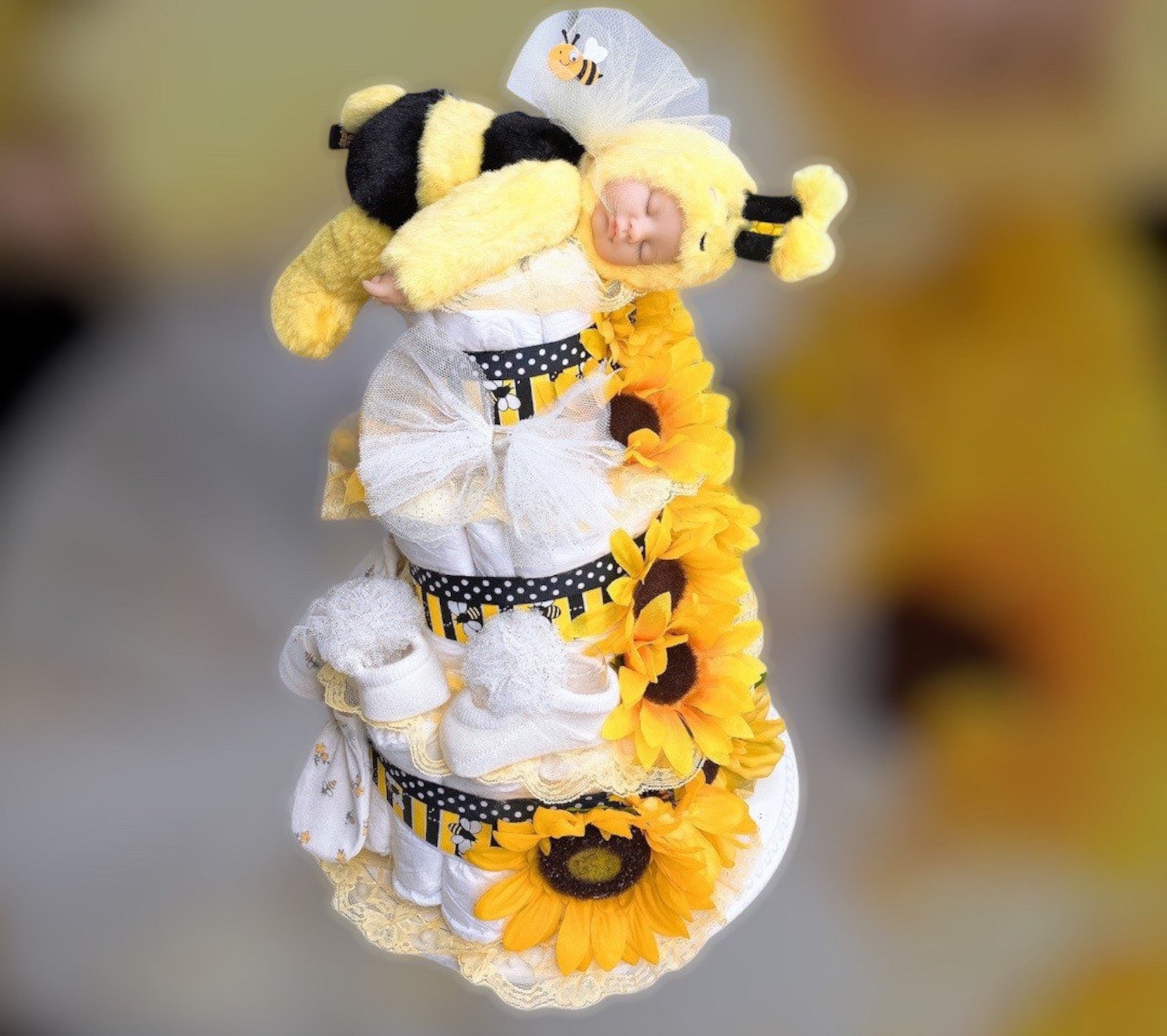 Girl Bee Diaper Cake Bumblebee Diaper Cake Bee Theme Girl - Etsy