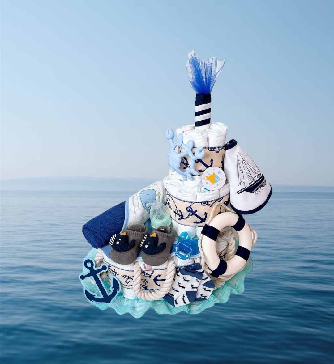 Ship Diaper Cake, Nautical Diaper Cake, Nautical Baby Shower ...
