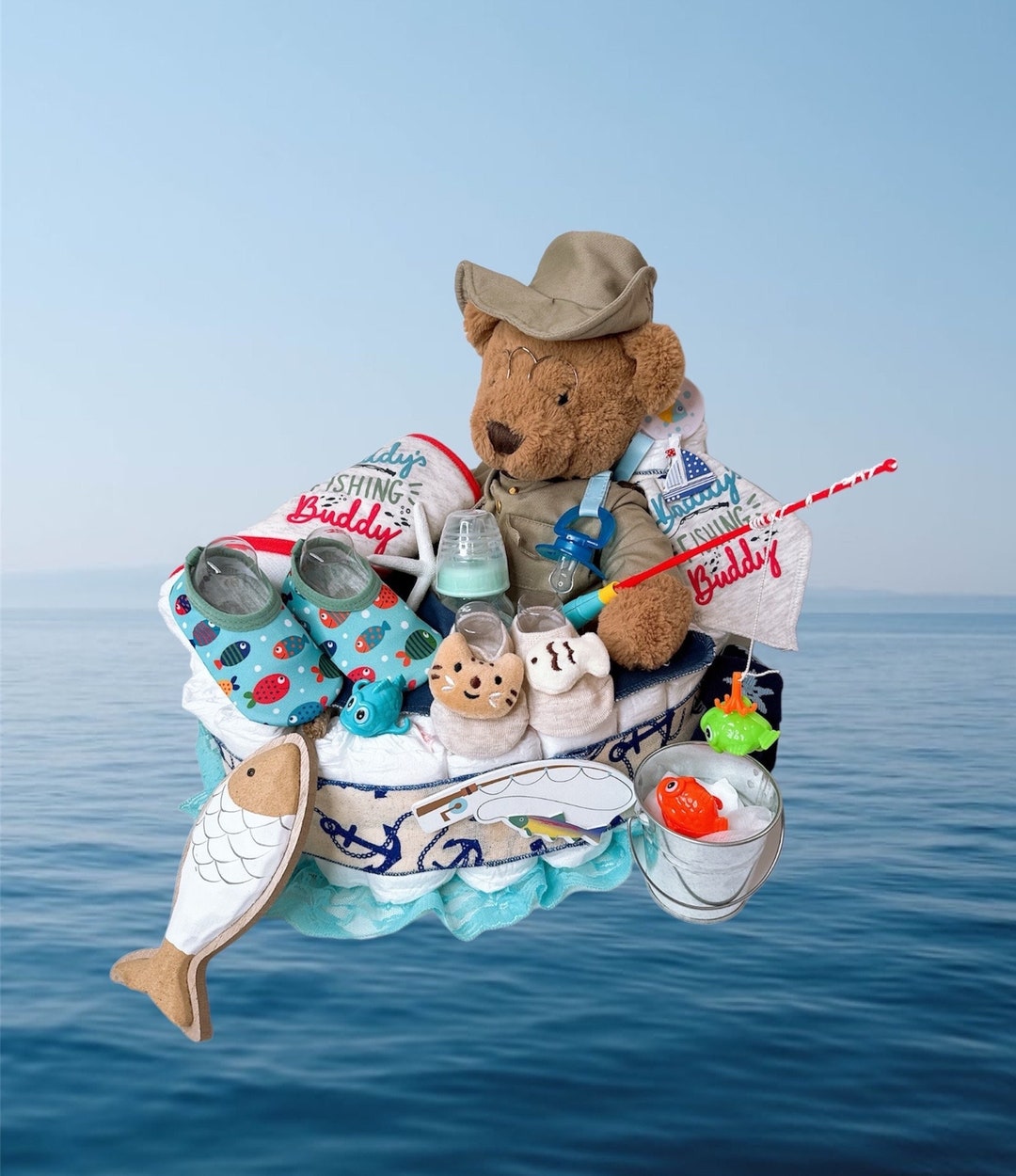 Fisherman Diaper Cake, Boat Diaper Cake, Nautical Baby Shower ...