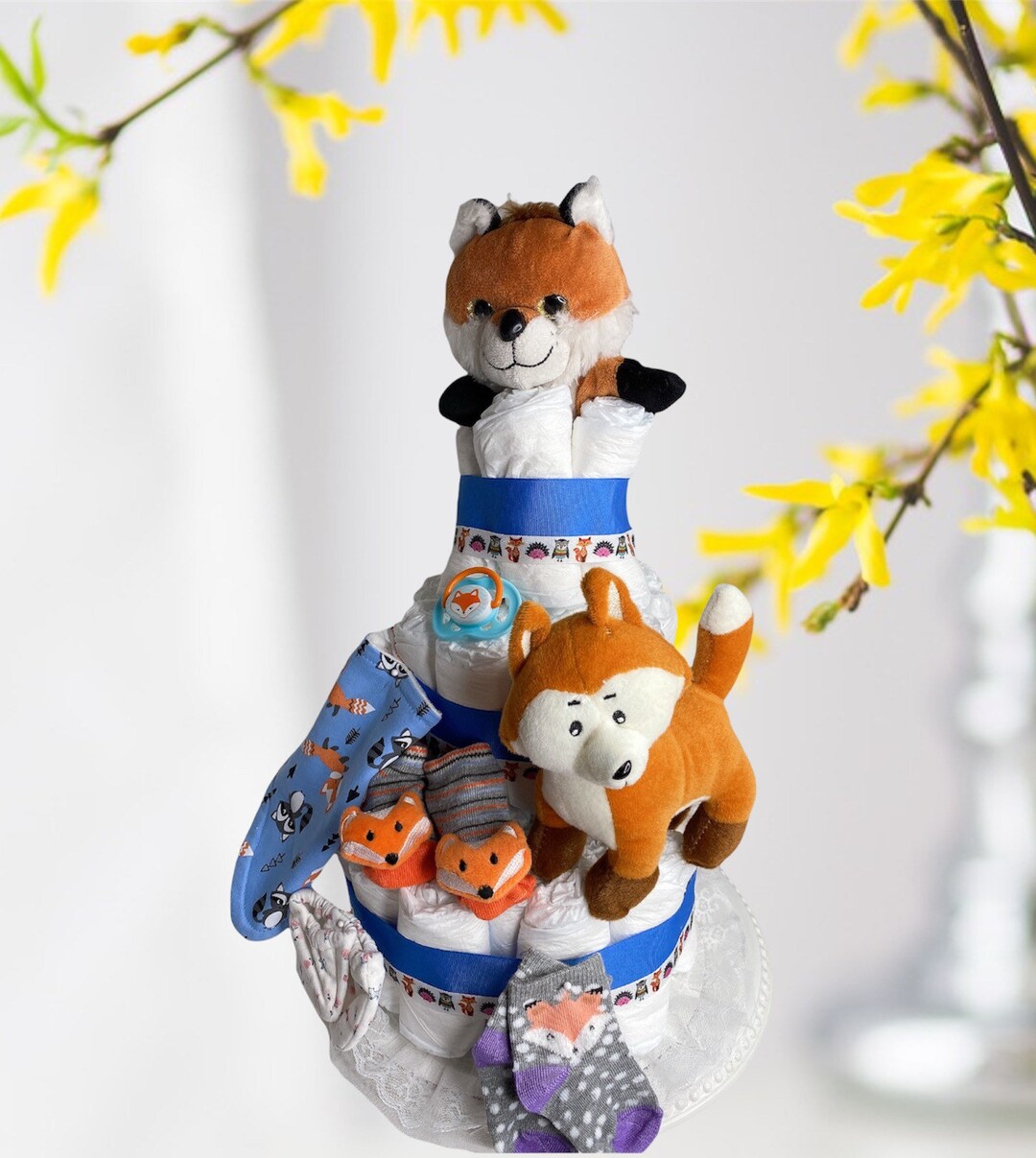 Woodland Diaper Cake Fox Diaper Cake Centerpiece - Etsy
